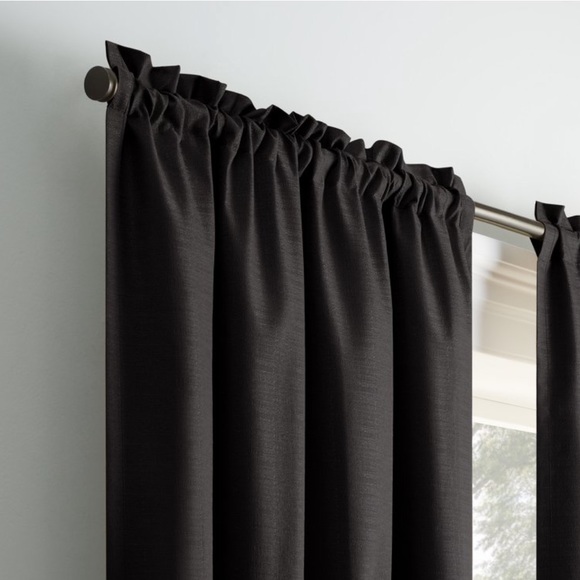 Eclipse | Other | Eclipse Samara Solid Color Blackout Rod Pocket 2 Curtain Panel Black 42 X 84 ...